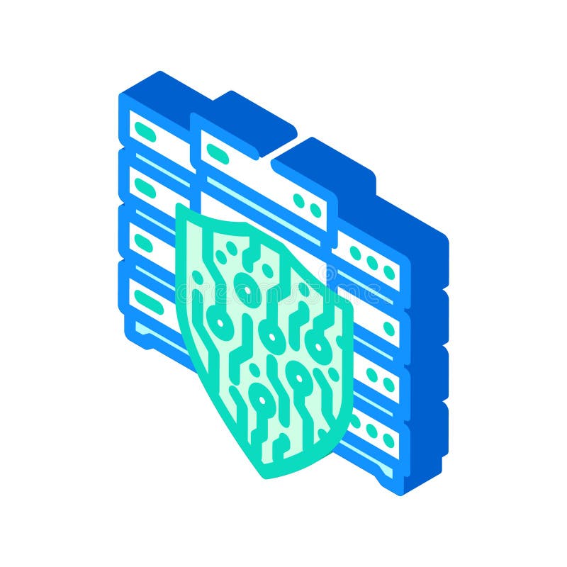 Cybersecurity Shield Data Center Isometric Icon Vector Illustration ...
