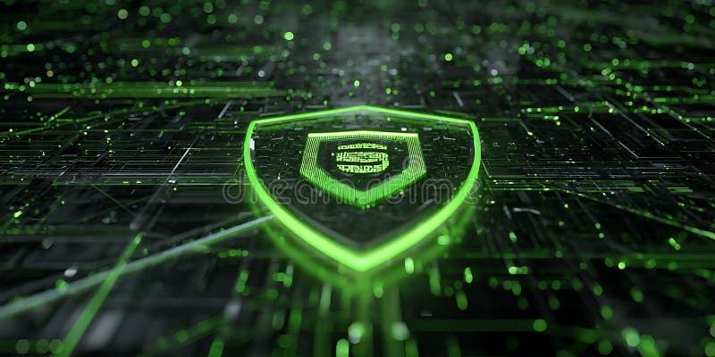 Cybersecurity Shield Digital Protection Concept Stock Illustration ...