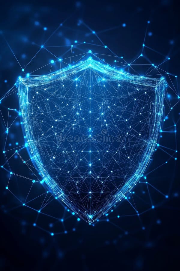 Cybersecurity Shield, Digital Protection Concept. Abstract Glowing ...