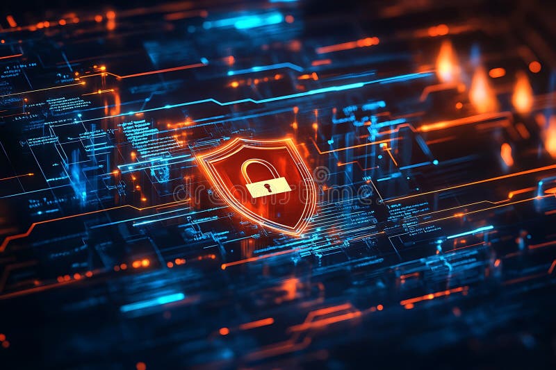 Cybersecurity Shield Digital Protection Concept Stock Image - Image of ...