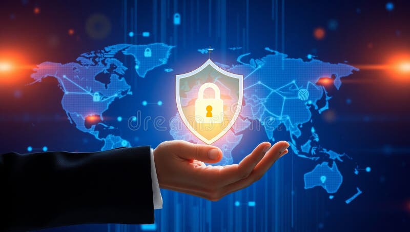 Cybersecurity Shield: Ensuring Safe Digital Networks Globally. Stock ...