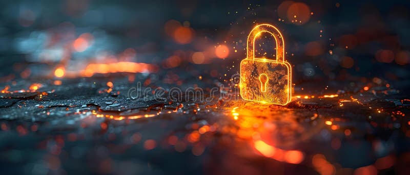 Cybersecurity Shield: Glowing Digital Lock for Online Safety. Concept ...