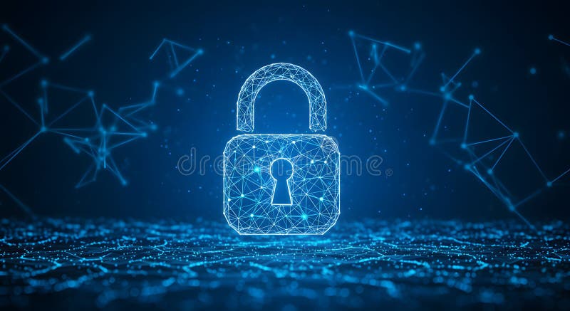 Cybersecurity with a Shield Stock Illustration - Illustration of ...