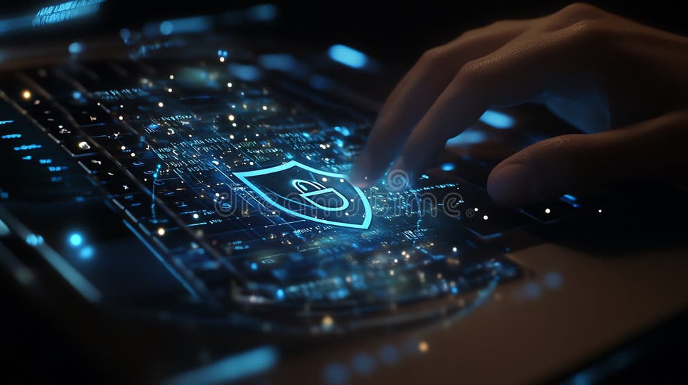 Cybersecurity Shield Illustration Stock Image - Image of attack ...