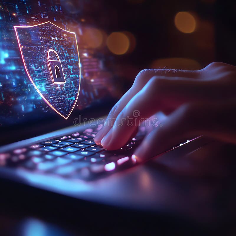Cybersecurity Shield Illustration: Digital Privacy Protection Stock ...