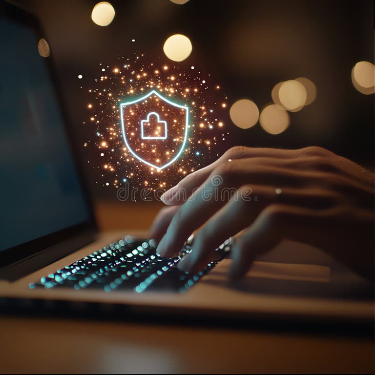 Cybersecurity Shield Illustration: Online Protection Stock Photo ...