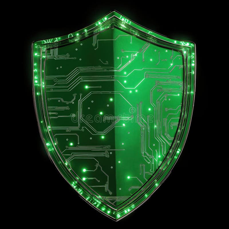 Cybersecurity Shield Illustration Shows Digital Protection. Green ...