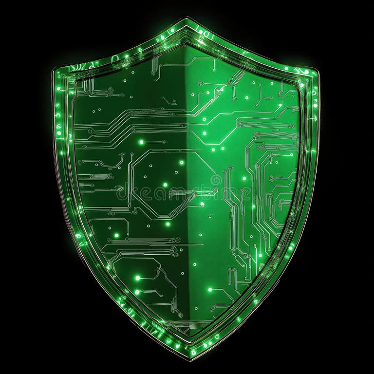 Cybersecurity Shield Illustration Shows Digital Protection. Green ...