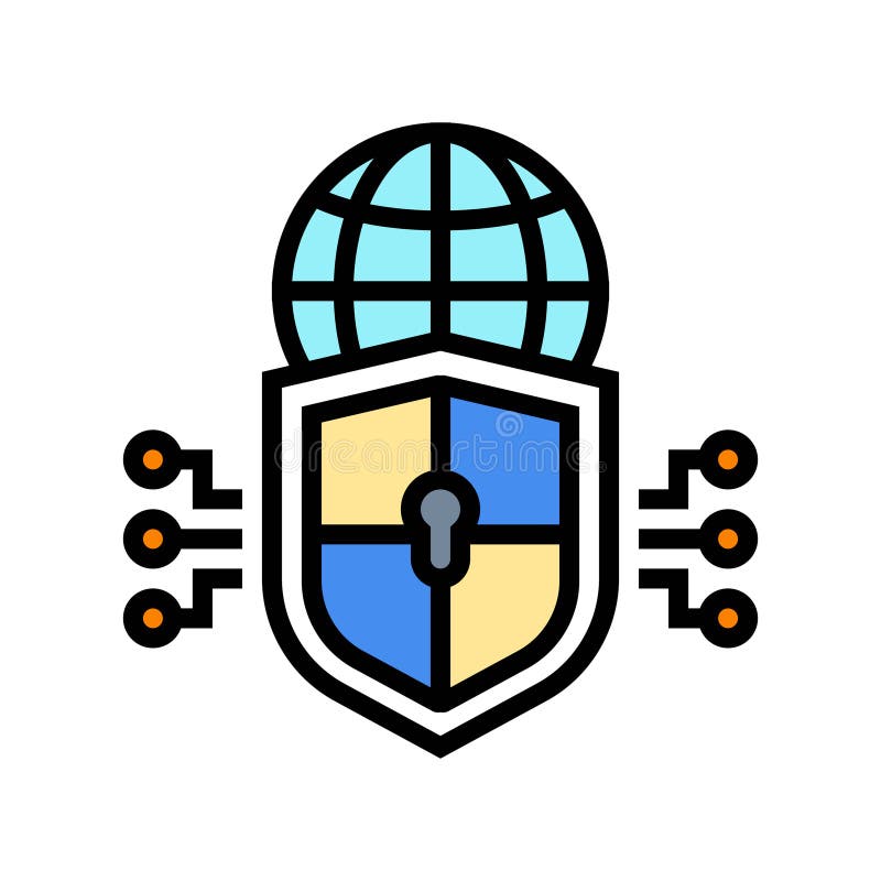 Cybersecurity Shield Industry Color Icon Vector Illustration Stock ...