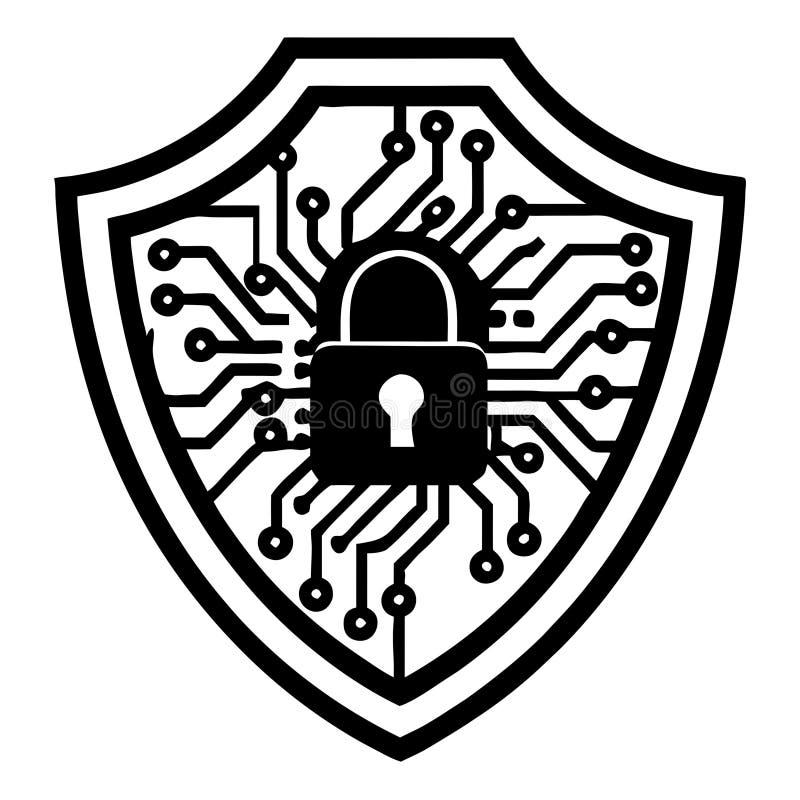 Cybersecurity Shield with Lock and Circuitry Design for Technology ...