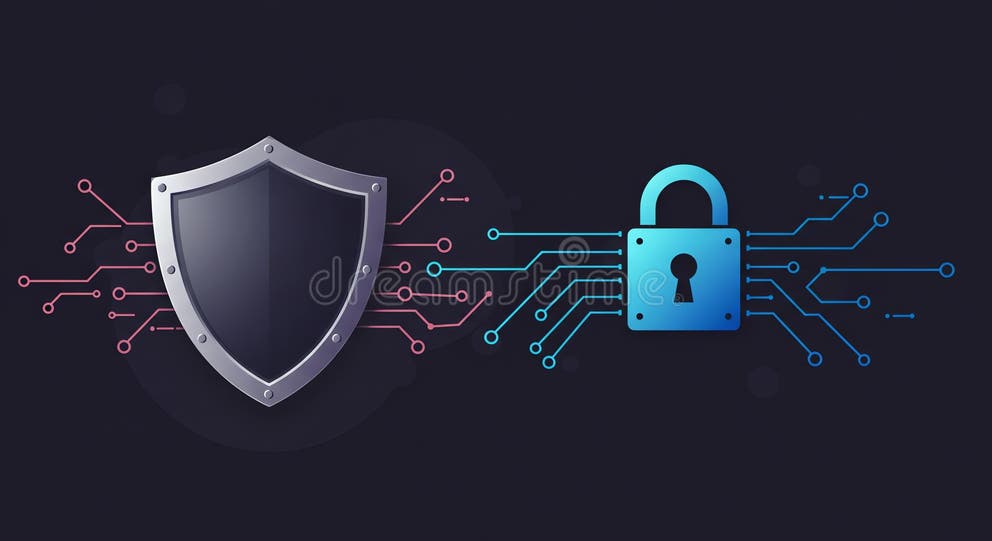 Digital Cybersecurity Shield and Lock Digital Protection Concept for ...