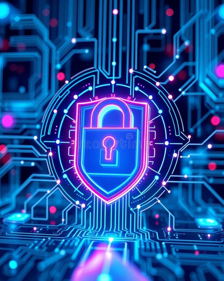 Digital Padlock Glowing Pink Lines Stock Photos - Free & Royalty-Free ...