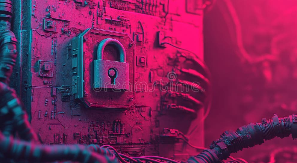 Cybersecurity Shield, Padlock Icon, Digital Protection, Circuit Board ...