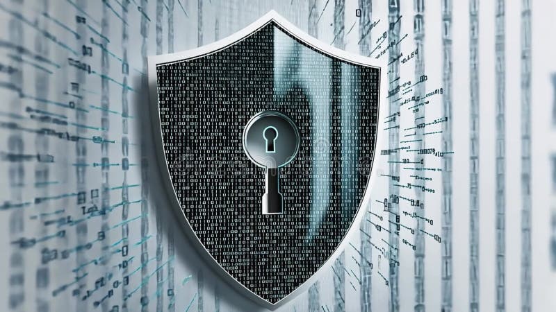 Cybersecurity Shield Protecting Binary Code Data with Keyhole Stock ... Cybersecurity Shield Protecting Binary Code Data with Keyhole Stock ...