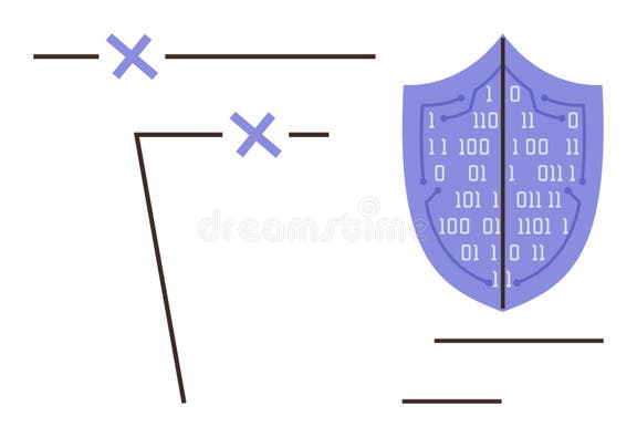 Cybersecurity Shield Protecting Data with Binary Code Elements Stock Illustration - Illustration ...
