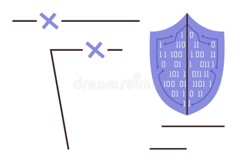 Cybersecurity Shield Protecting Data with Binary Code Elements Stock Illustration - Illustration ...