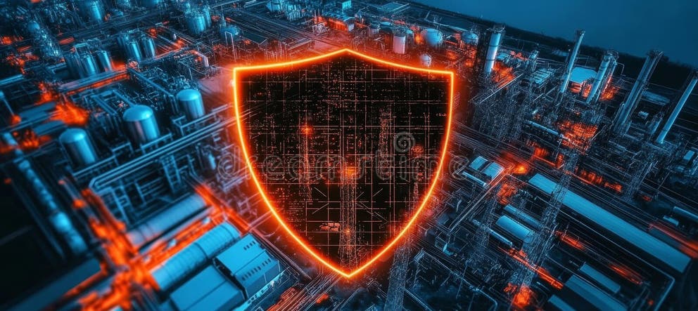 Cybersecurity Shield Protecting Industrial Complex Safeguarding ...