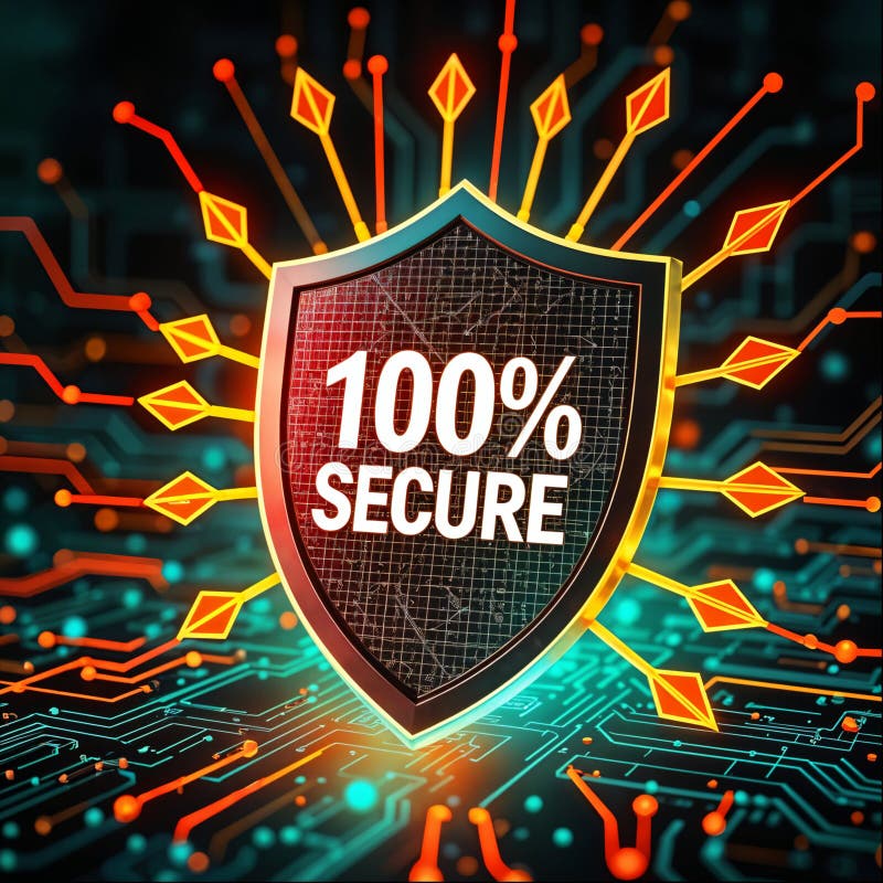 Cybersecurity Shield 100 Secure Digital Data Protection Network Stock ...