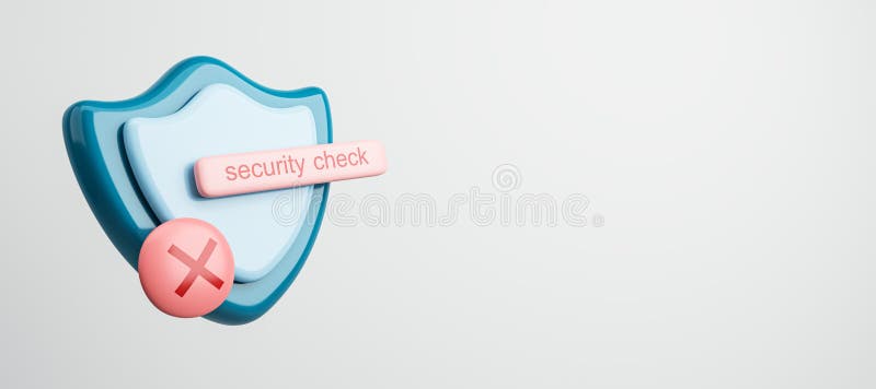 Cybersecurity Shield with Security Check Failure Sign on Light ...