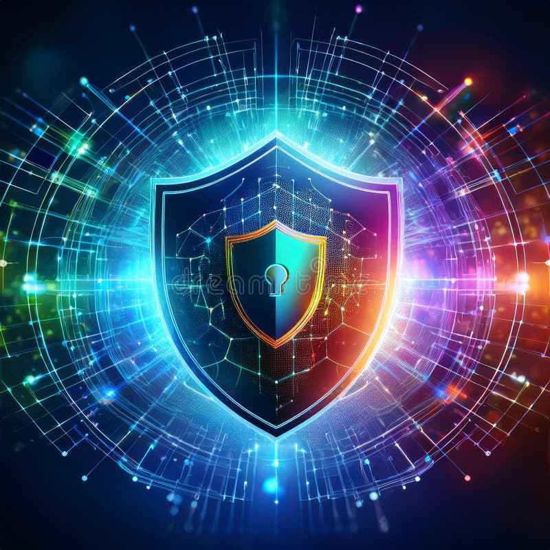 Cybersecurity Shield Surrounding a Globe with Digital Connections ...
