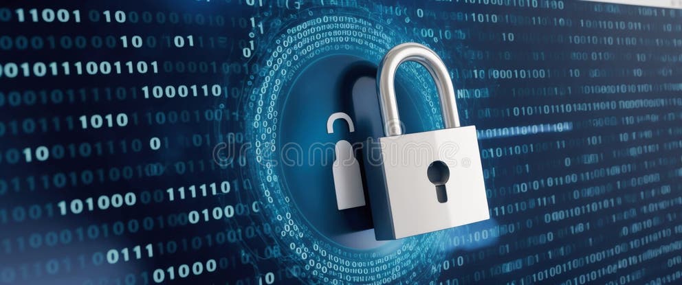 Cybersecurity Symbol: Padlock on Digital Background Stock Photo - Image of binary, safety: 343780896