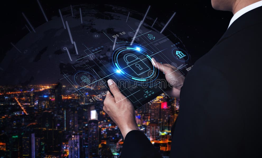 Cybersecurity System Interface with Biometric Digital Lock Vouch Stock Photo - Image of ...