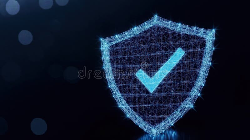 Cybersecurity Tech Concept Illustrated with Glowing Blue Polygonal ...