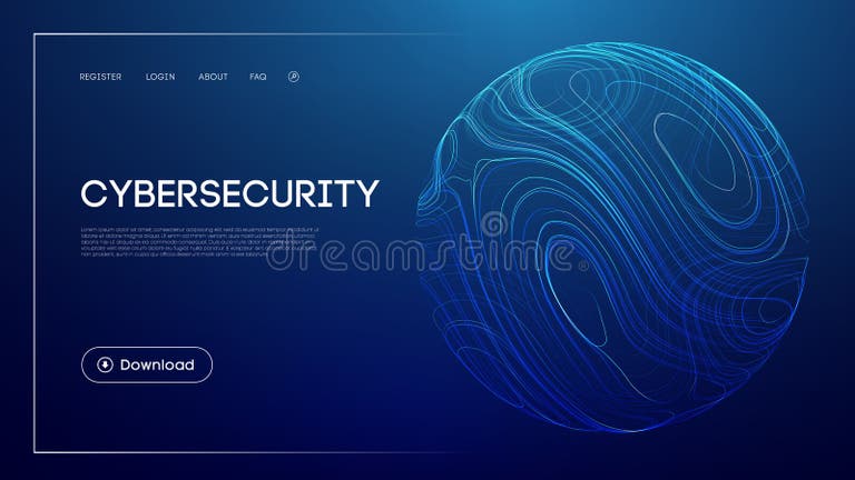 Cybersecurity Technology with Abstract Glowing Sphere, Futuristic Blue ...