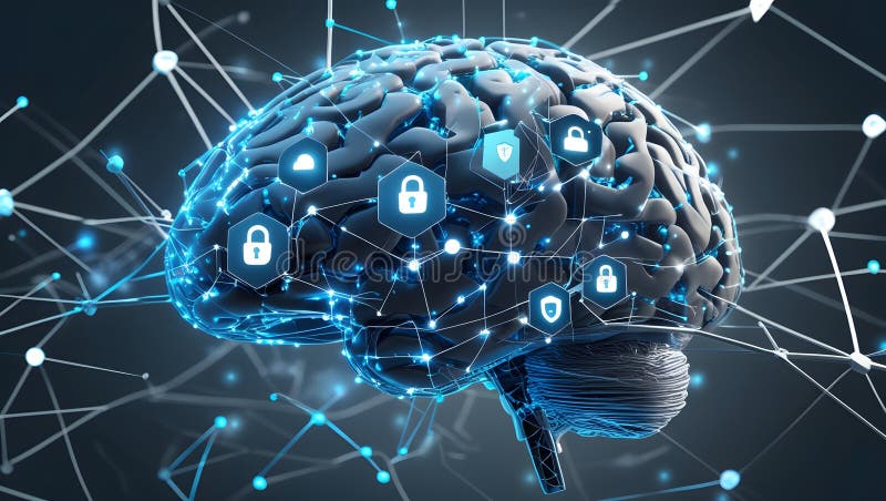 Technology Themed Illustration of Digital Brain Stock Illustration ...