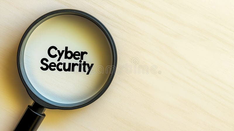 Cybersecurity Text Under Magnifying Glass with Copy Space Stock ...