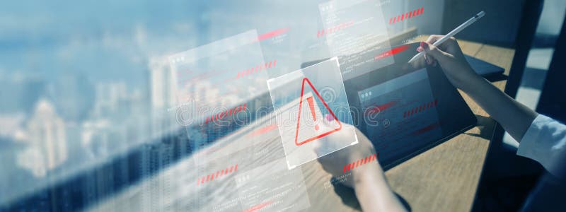 Cybersecurity Threat Alert with Digital Warning Interface Stock Photo ...