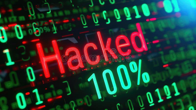 Cybersecurity Threat: Binary Code Hack Warning. Stock Illustration ...