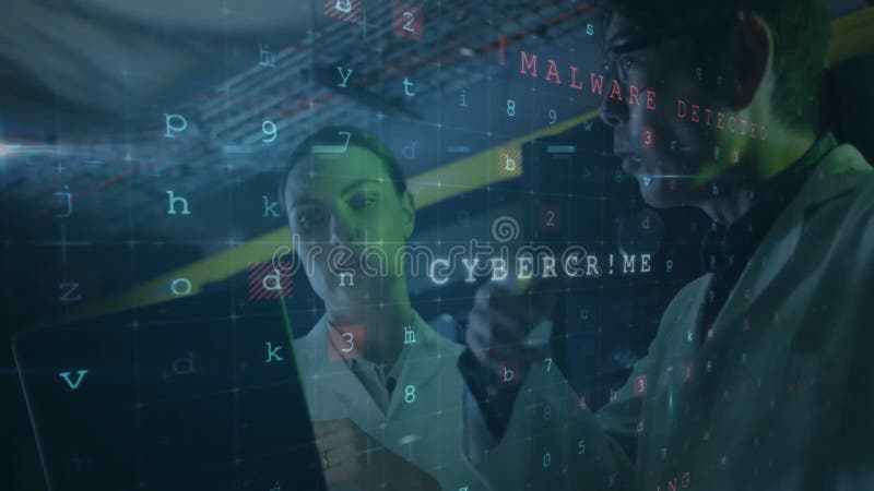 Cybersecurity Threat Detection Animation Over Professionals Analyzing ...