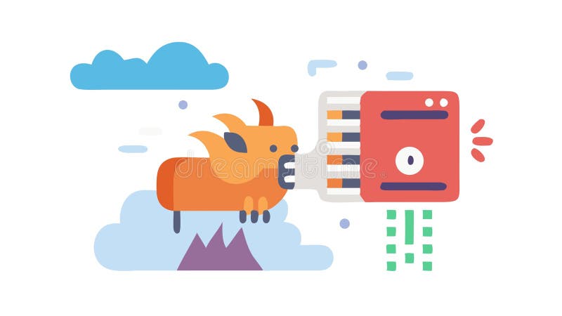 Cybersecurity Threat Icon of a Monster Attacking a Computer Server ...