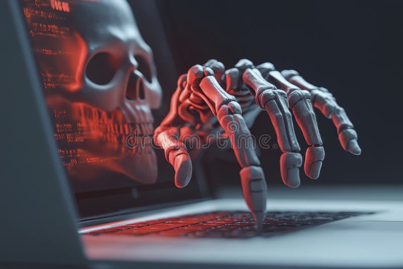 Cybersecurity Threat Illustration Digital Security Risk with Skeleton ...