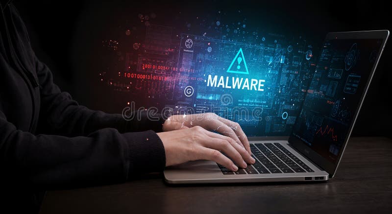 Cybersecurity Threat Malware Attack Laptop Hacker Digital Crime Online ...