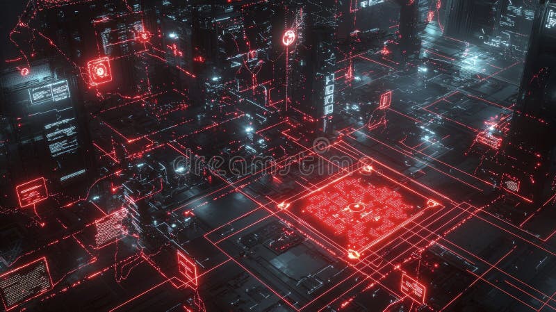 Cybersecurity Threat Visualization Digital Landscape Infographic ...