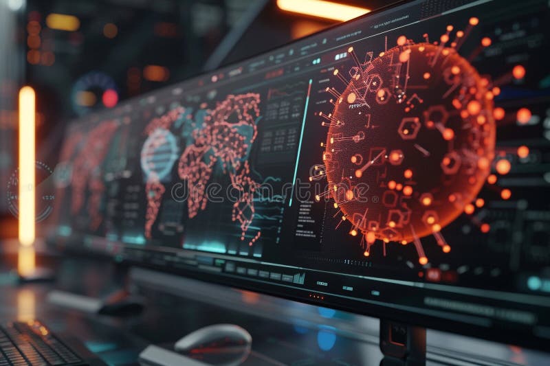 Cybersecurity Threat Visualization Stock Illustration - Illustration of ...