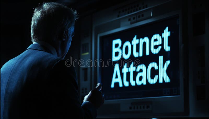 Cybersecurity Threat, Worried Businessman Faces Botnet Attack Alert on ...
