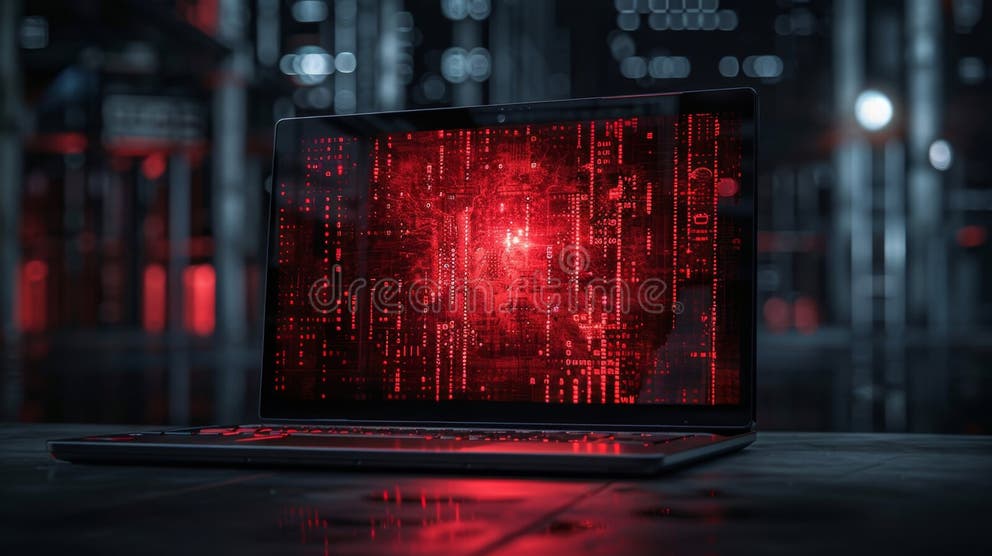 Cybersecurity Threats from AI Malware Highlighted through a Red-themed ...