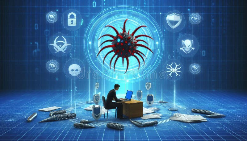 Cybersecurity Threats in Digital Environment Stock Illustration ...