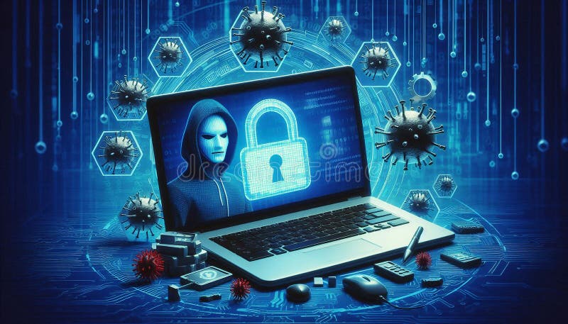 Cybersecurity Threats in Digital Environment Stock Illustration ...