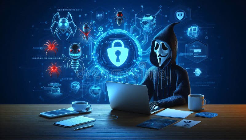 Cybersecurity Threats and Malware Detection Concept Stock Illustration ...