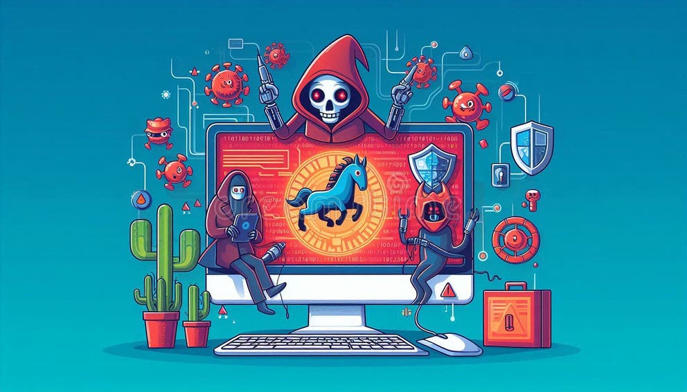 Cybersecurity Threats and Malware Protection Concept Stock Illustration ...