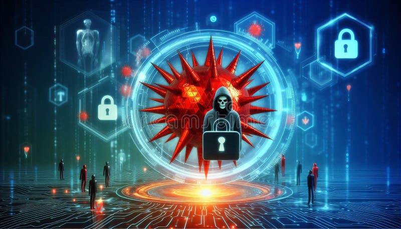 Cybersecurity Threats and Protection Concept Stock Illustration ...