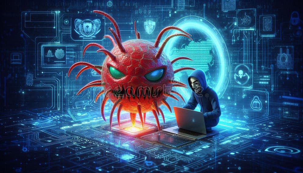 Cybersecurity Threats with Virus and Malware Concepts Stock ...