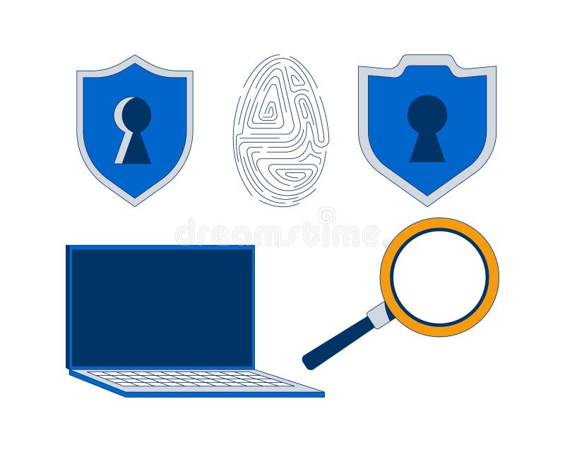 Cybersecurity Tools and Access Control 2D Cartoon Objects Set Stock ...