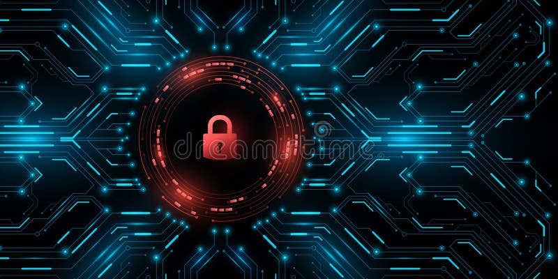 Cybersecurity Touch Panel with Locked System. Hi-tech Circuit Board ...