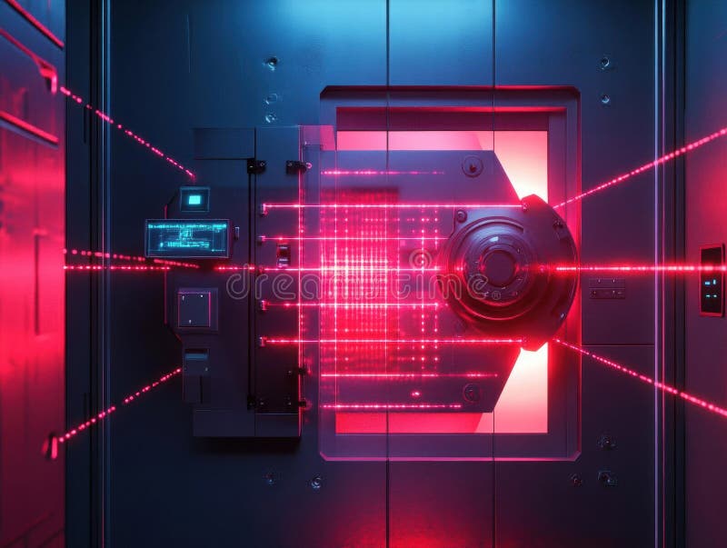 Cybersecurity Vault, Digital Fortress with Laser Grid Security Stock ...