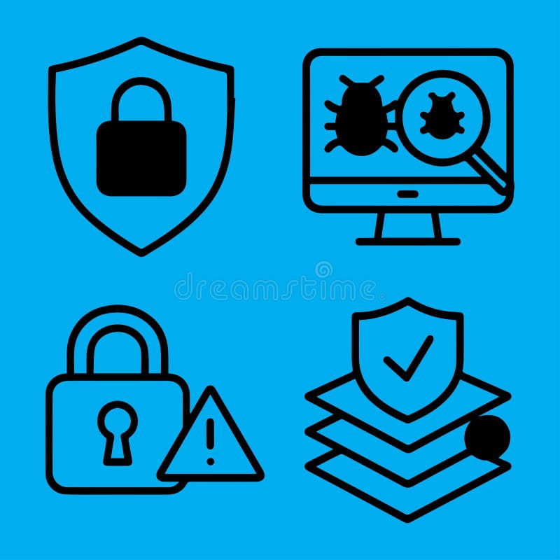 Cybersecurity Vector Icons - Shields, Locks, Malware Scans Stock ...